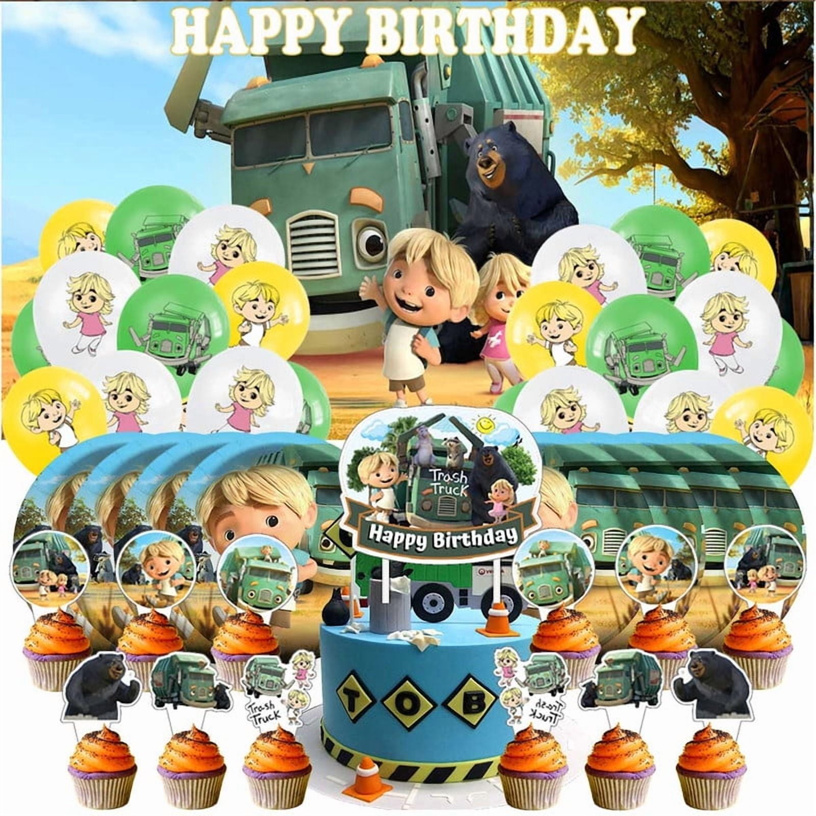 Trash Truck Balloons Plates Party Supplies Decoration Birthday Cake ...