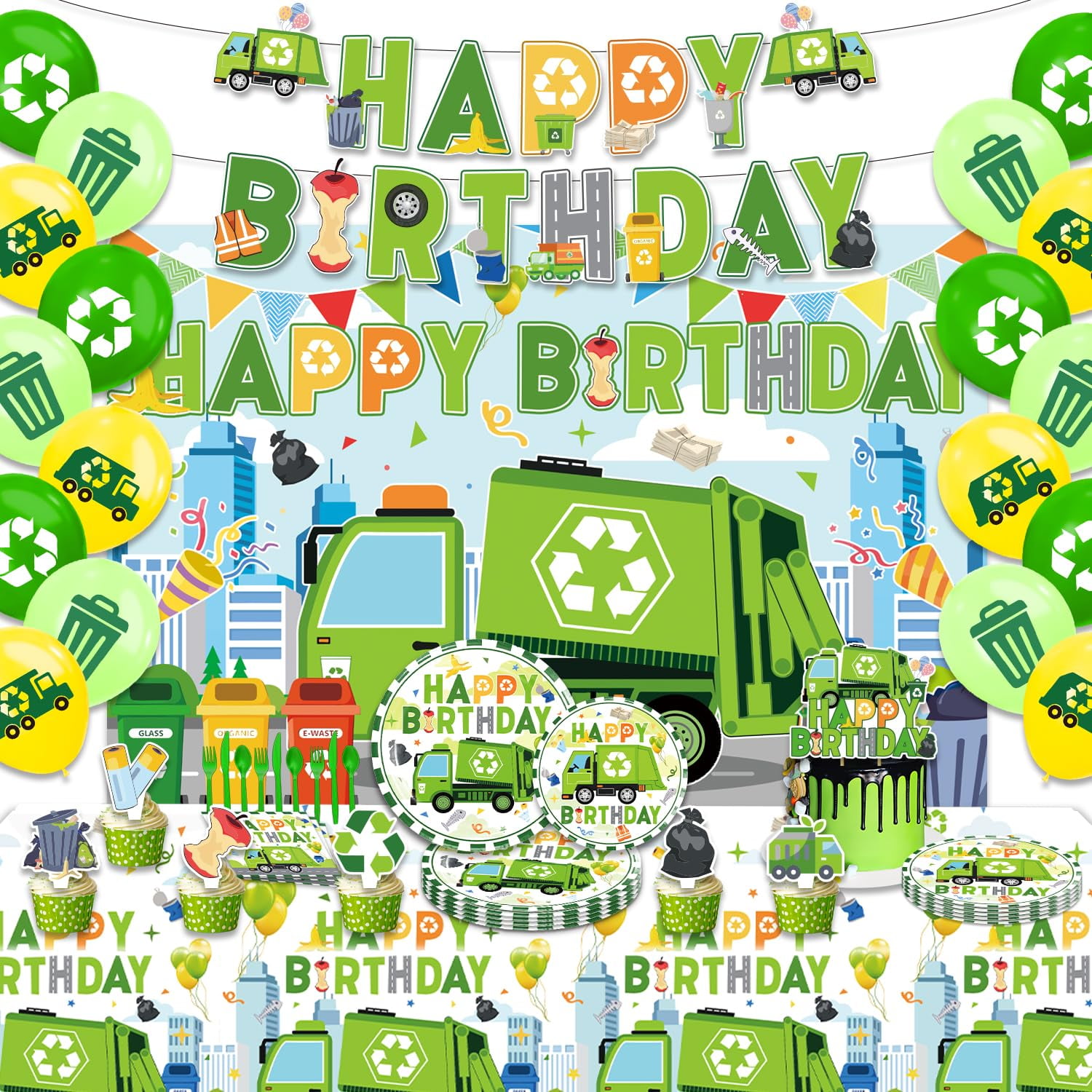 Trash Truck Birthday Decorations，Garbage Truck Birthday Decorations ...
