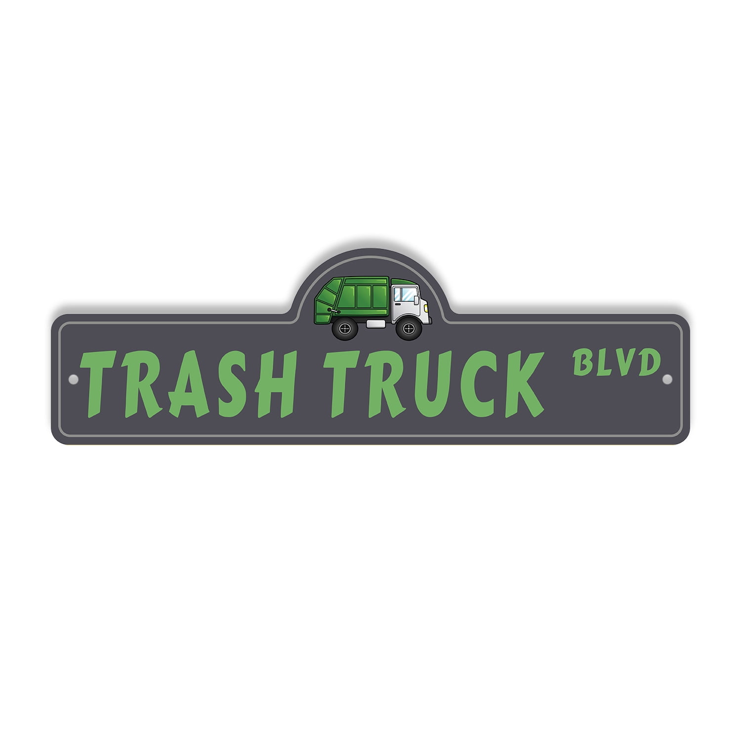 Trash Truck Plastic Street Sign - 7 Inch X 20 Inch Gift Vehicle Waste ...