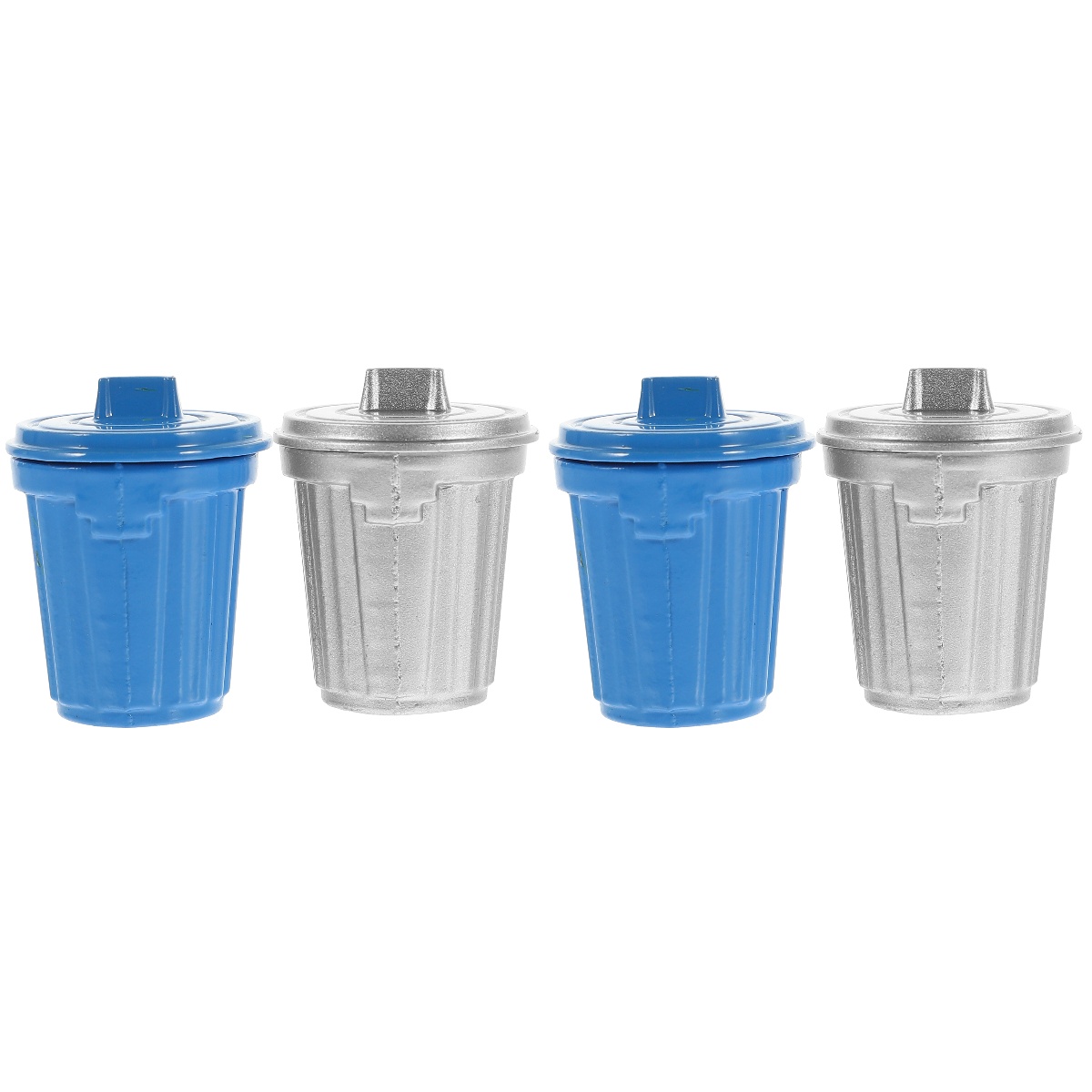 Trash Truck Toy Mini Rubbish Can 4 Pcs 1:12 Miniature Dollhouse Blue ...