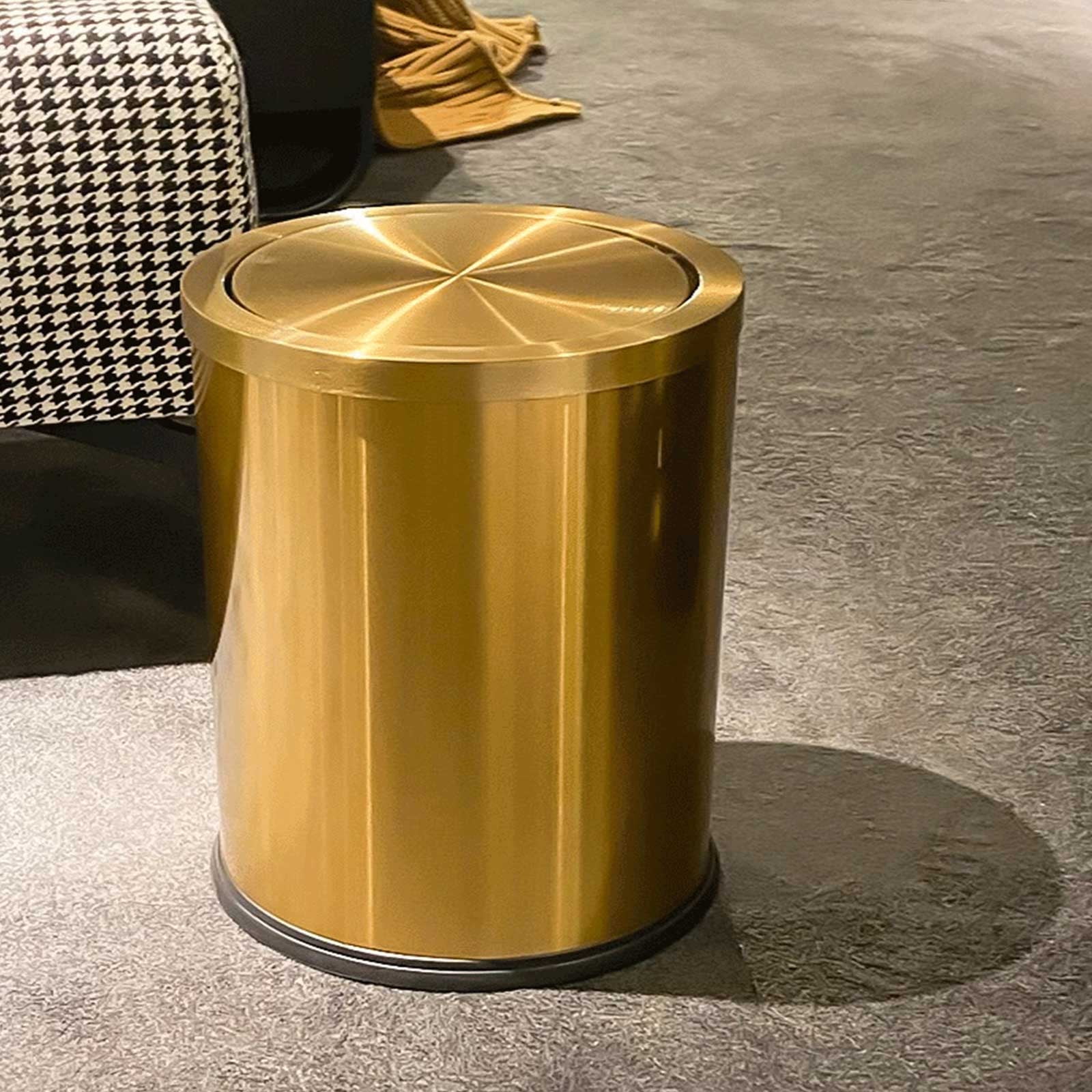 Trash can with Flipping Lid,Stainless Steel Garbage cans Wastebasket ...