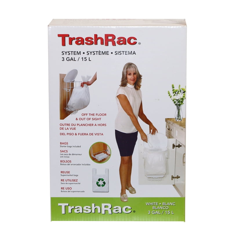 TrashRac - 3 Gal Kitchen Trash Holder, Recycle Dispenser, In-cupboard ...