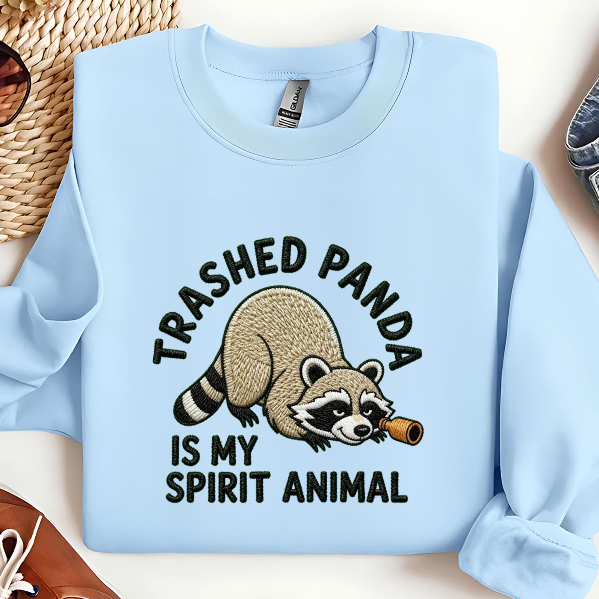Trashed Panda Is My Spirit Animal Embroidery , Funny Raccoon Meme ...