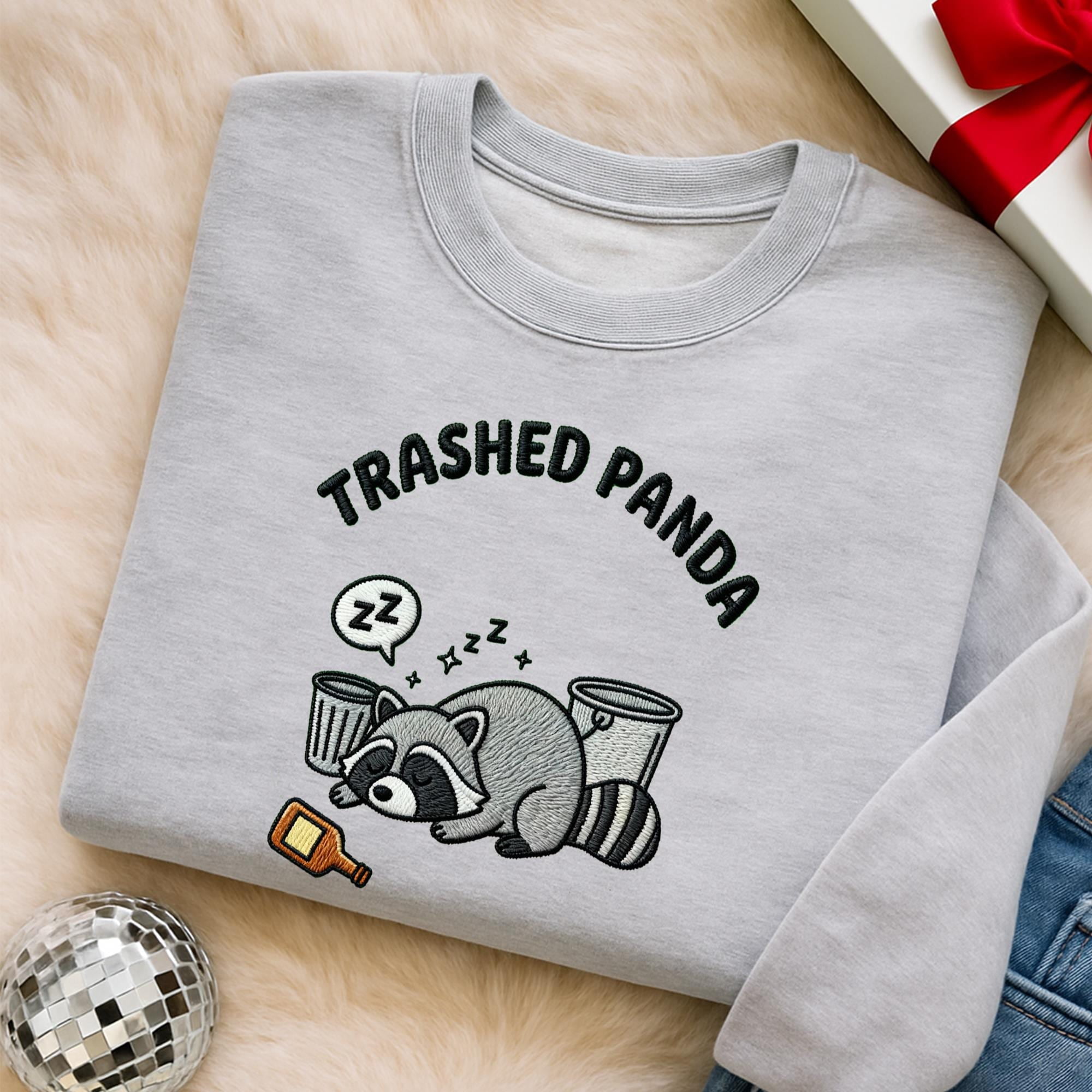 Trashed Panda Raccoon Retro Forest Drinking Embroidery - Walmart.com