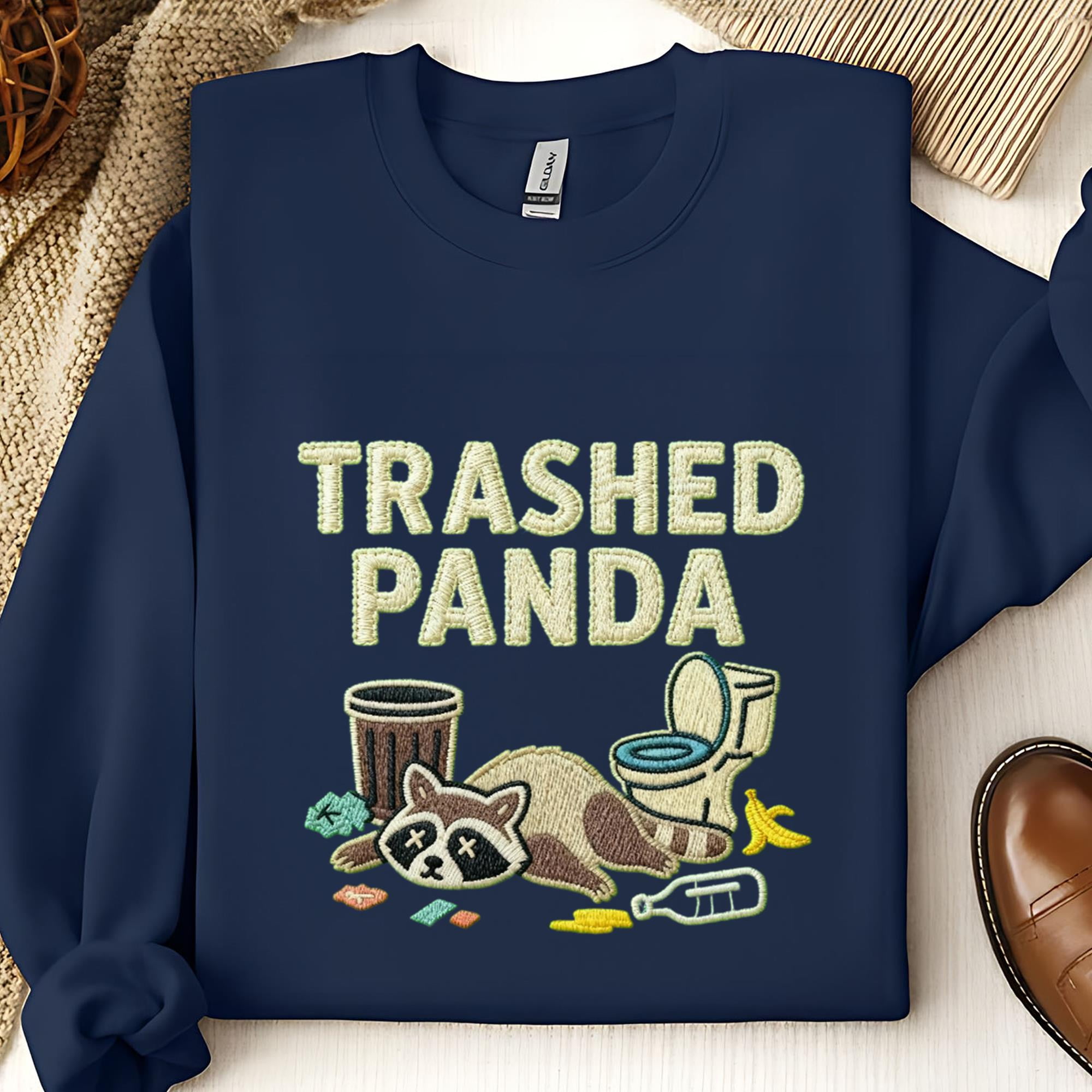 Trashed Panda Raccoon Retro Forest Drinking Embroidery - Walmart.com