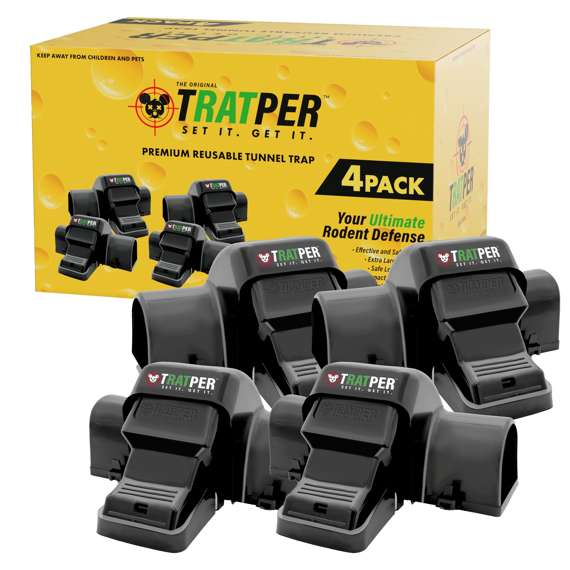 Tratper Large Rat Traps - 4 Pack Tunnel Dual-Entry, Outdoor & Indoor ...