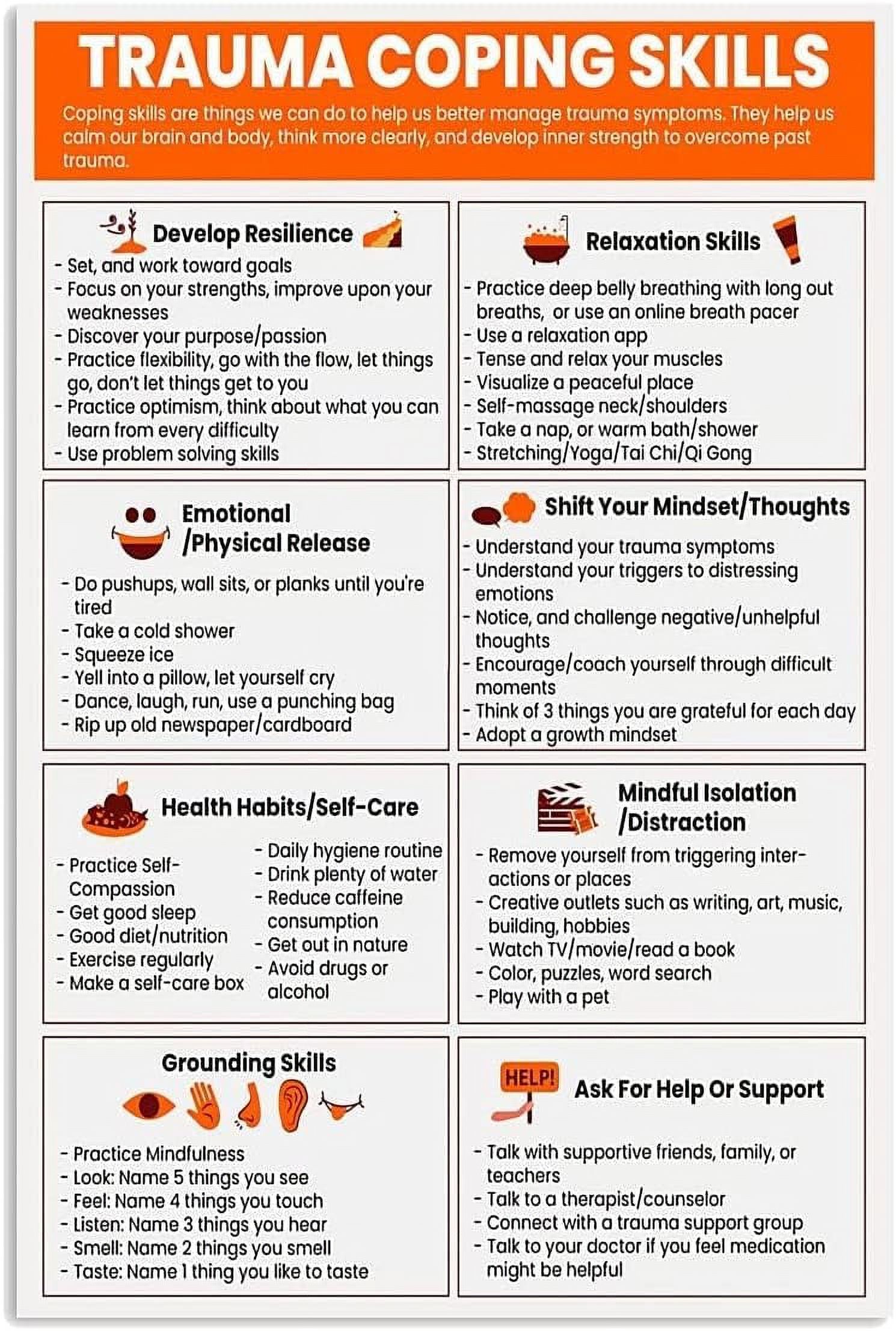 Trauma Coping Skills Metal Sign Vintage Wall Decor Office Decor Plaque ...