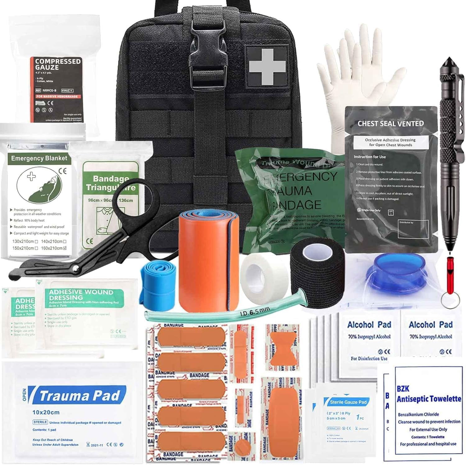 Trauma Kit, 74 Piece Upgrade Tactical First Aid Supplies, Molle Ifak ...