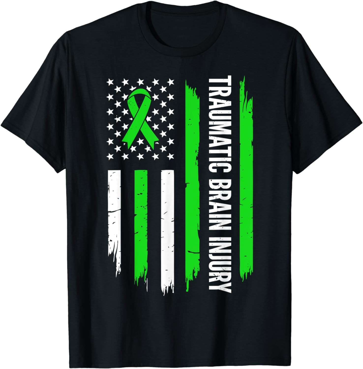 Traumatic Brain Injury Awareness American Flag TBI Survivor T-Shirt ...