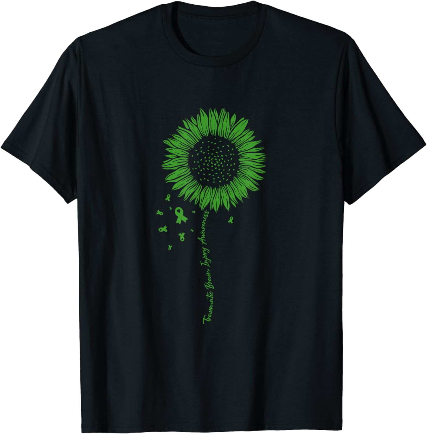 Traumatic Brain Injury Awareness Flower Green Ribbon T-Shirt - Walmart.com