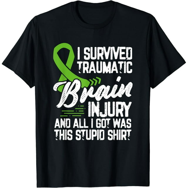 Traumatic Brain Injury Awareness Green Ribbon I survived TBI T-Shirt ...
