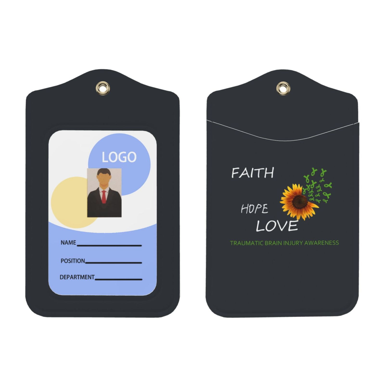 Traumatic Brain Injury Awareness Id Card Badge Leather Holder Case ...