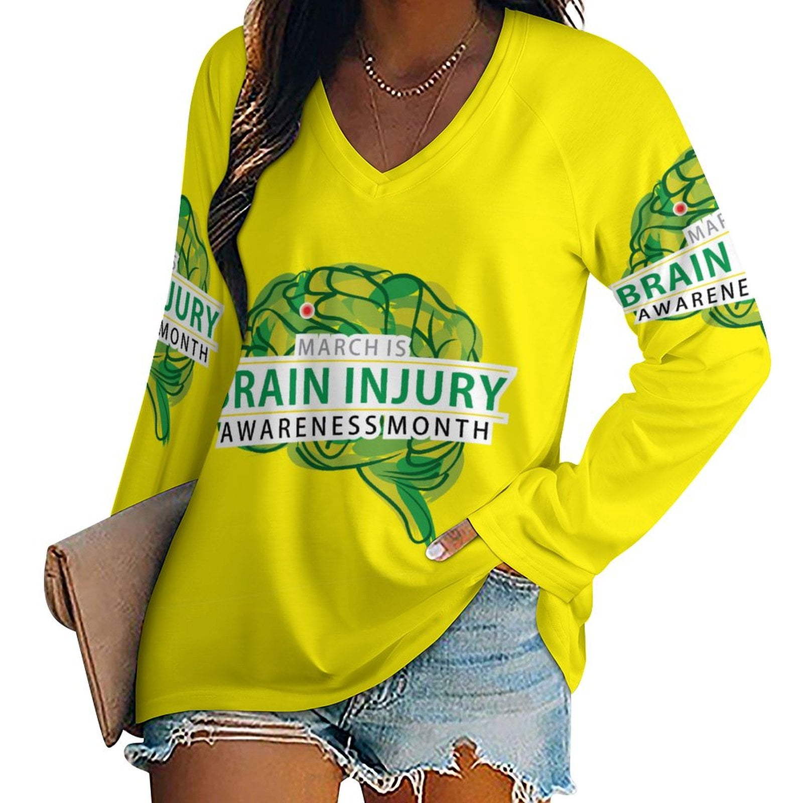 Traumatic Brain Injury Awareness Month Women's Long Sleeve Shirts ...