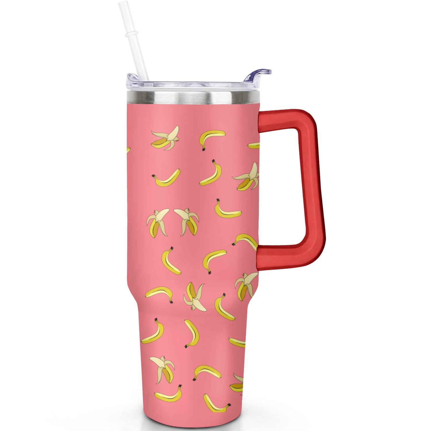 Travel 40oz Banana Tumblers with Lids Straws Vacuum Insulated Banana ...