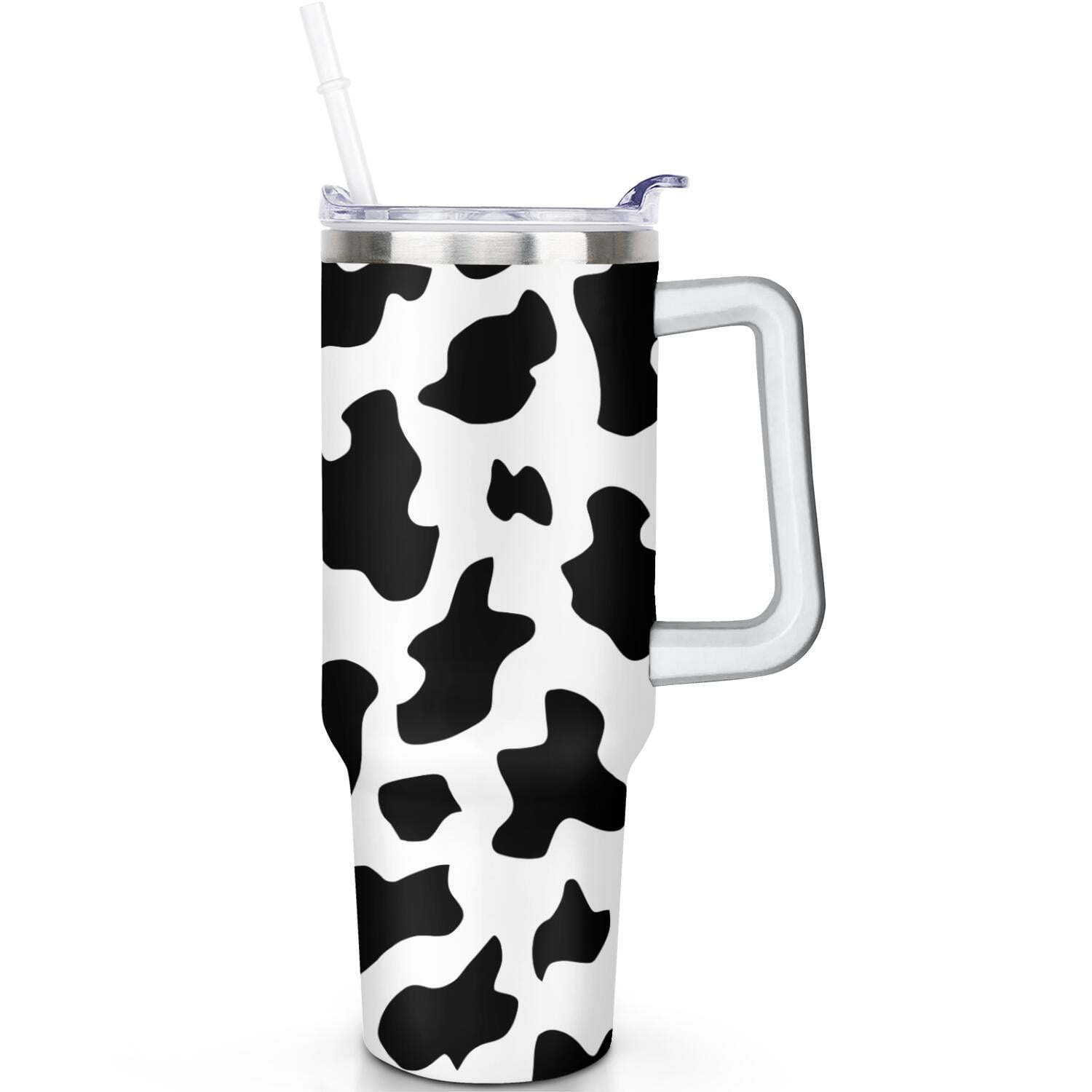 Travel 40oz Cow Print Tumblers with Lids Straws Double Wall Vacuum ...