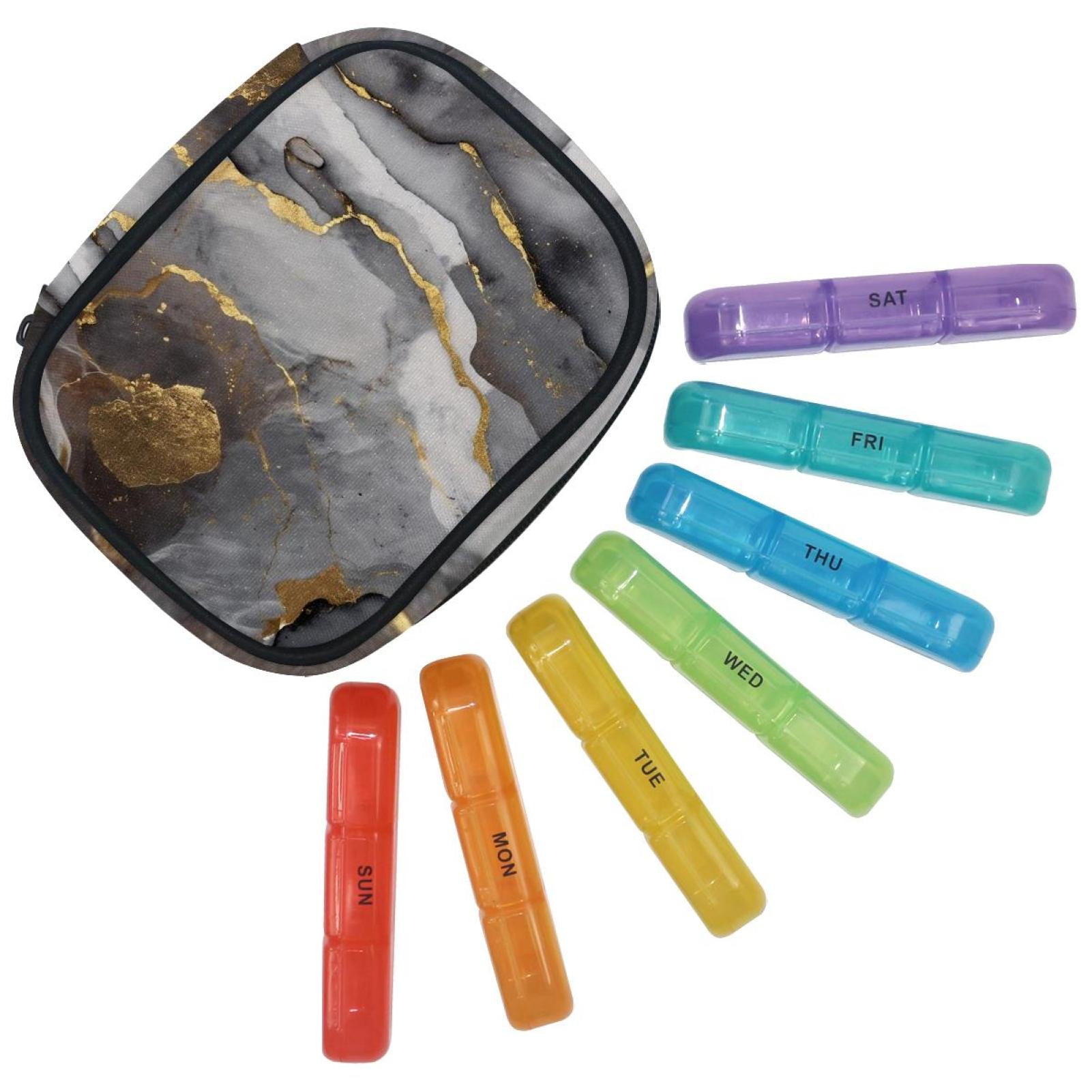 Travel AM PM Pill Box 7 Day: Privacy-Protected with Portable Canvas Bag ...