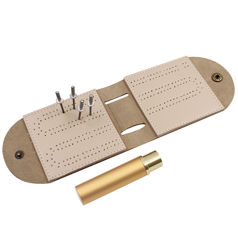 Portable Leather Cribbage Board Game - Foldable Scoreboard with ...