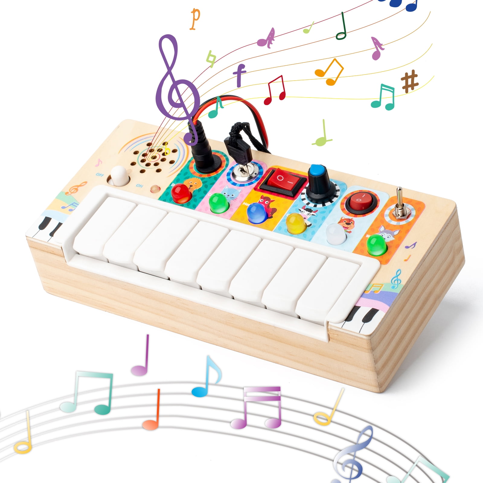 Travel Activity Educational Toys Wooden Music Busy Board Montessori ...