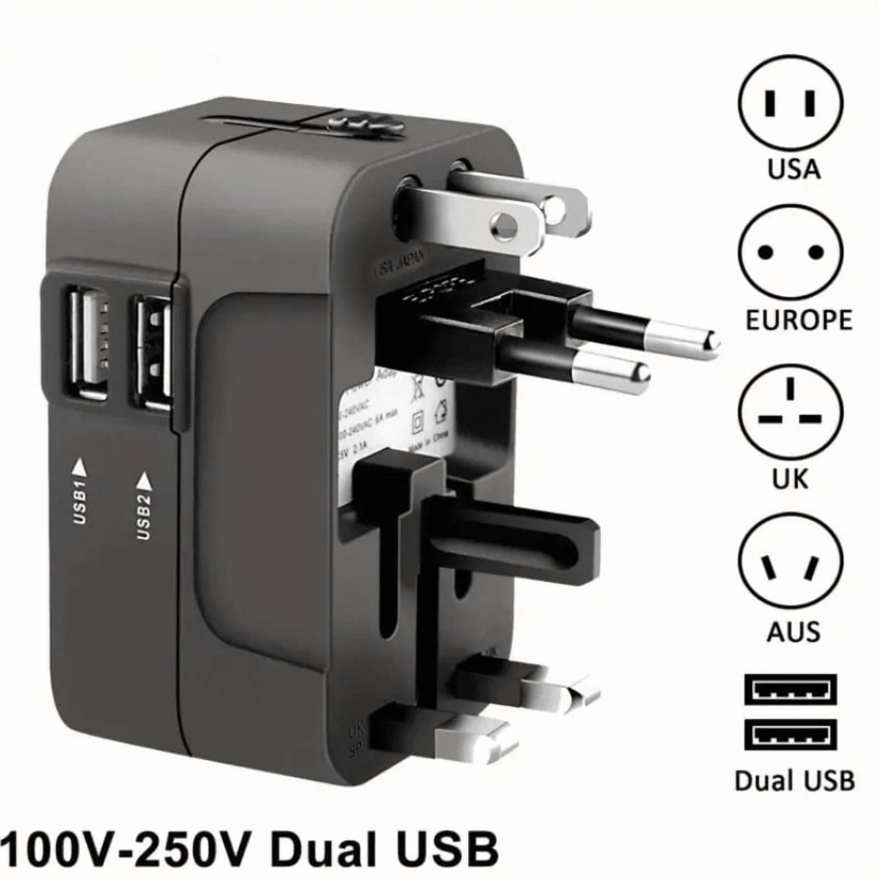 Travel Adapter, Worldwide All In One Universal Travel Adaptor AC Power Plug Adapter Wall Charger ...