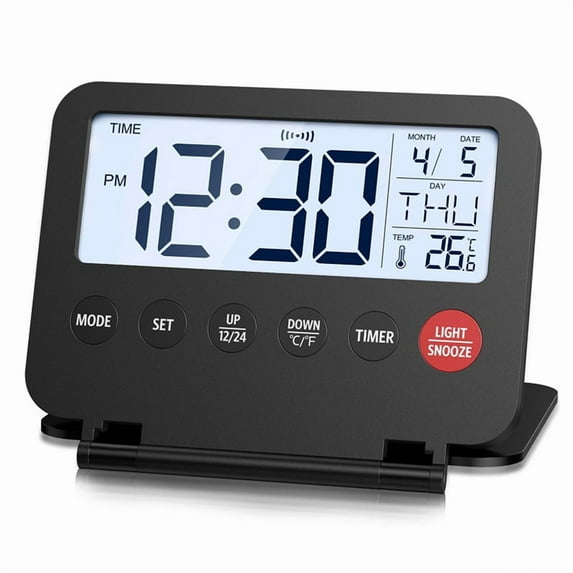 Travel Alarm Clock,Portable Digital Alarm Clock,Compact Calendar Timer ...