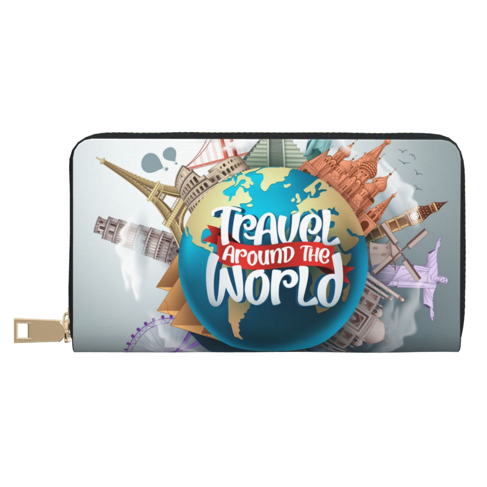 Travel Around The World Wallet Women, Leather Bifold Multi Card Wallet ...