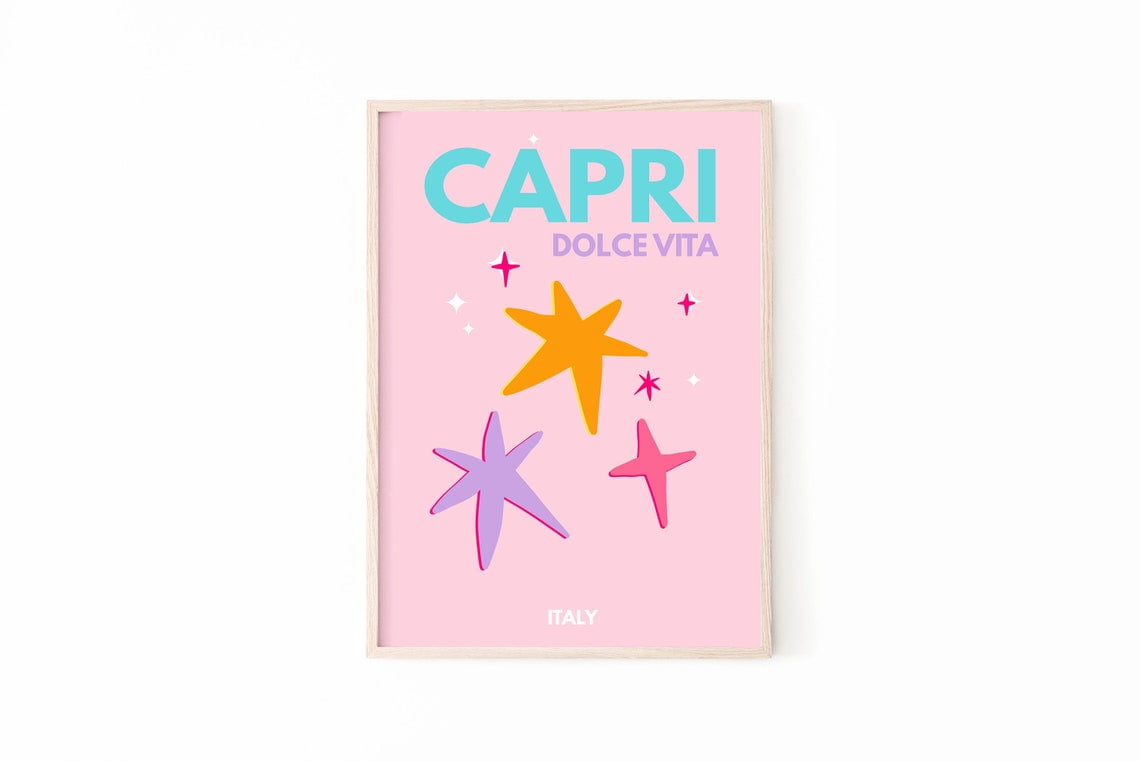 Travel Art Posters, Capri Poster, Colorful Wall Art, Poster, Unframed ...