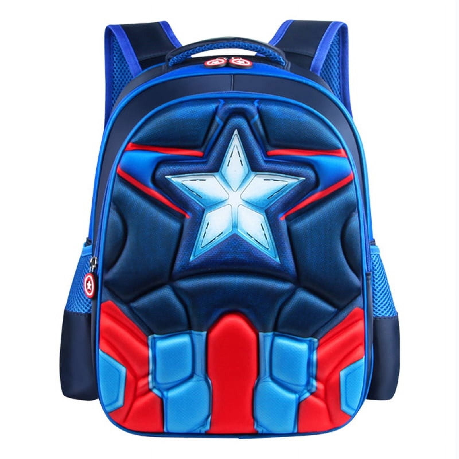 Travel Backpack Captain-America Backpack Cartoon 3D Comic Book Bag ...