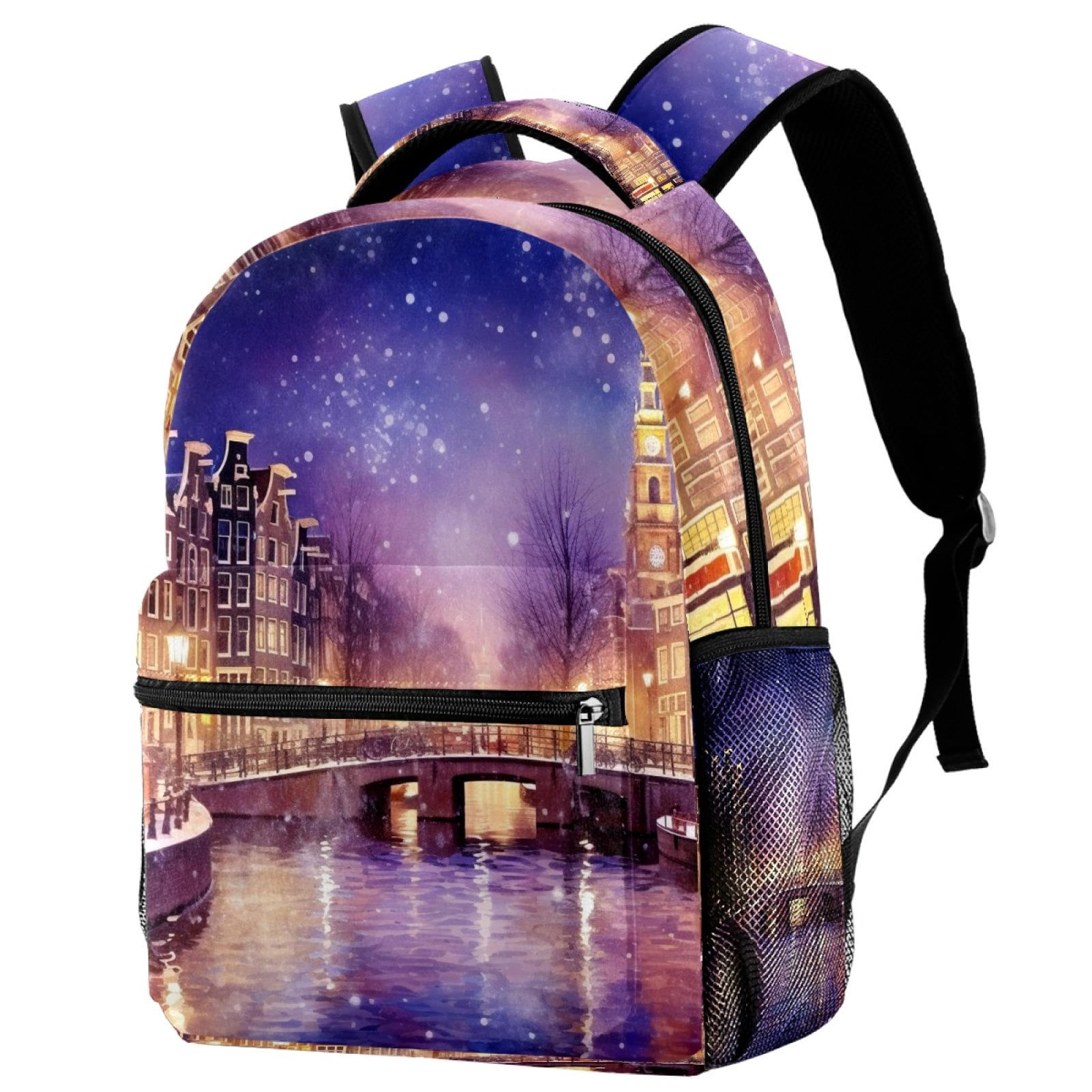 Travel Backpack,Small Backpack,Cartoon City Street Houses Carry on ...