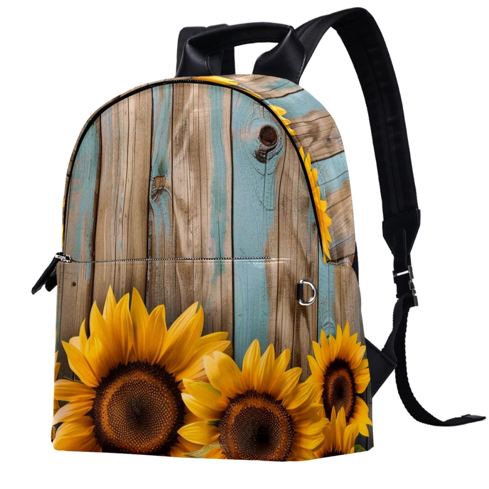 Travel Backpack,Small Backpack,Wooden Sunflowers Retro Art Carry on ...