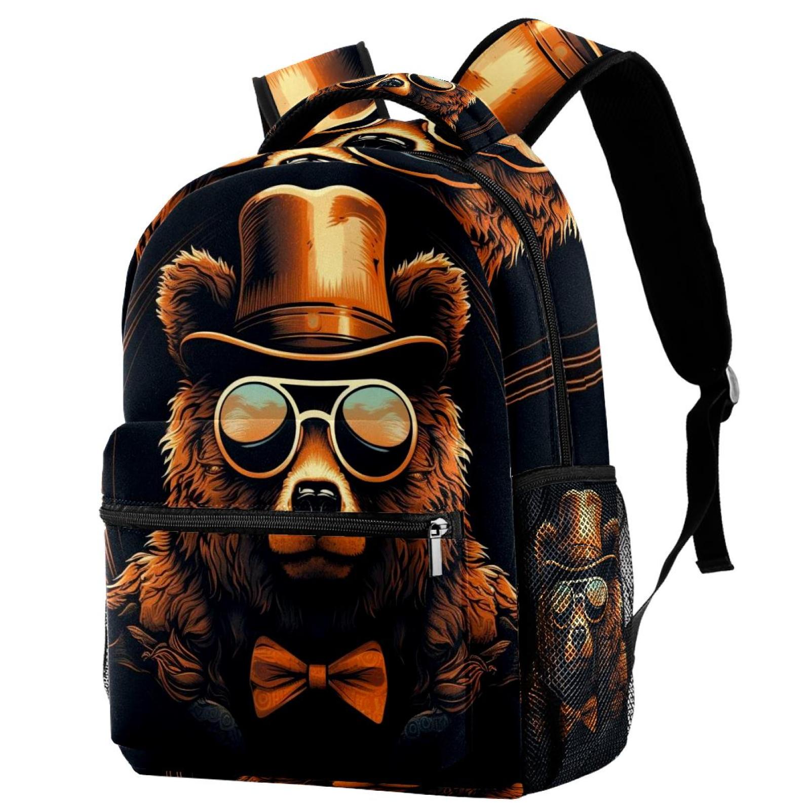 Travel Backpack Teenage Adult Bear Retro Cool Black Background ...