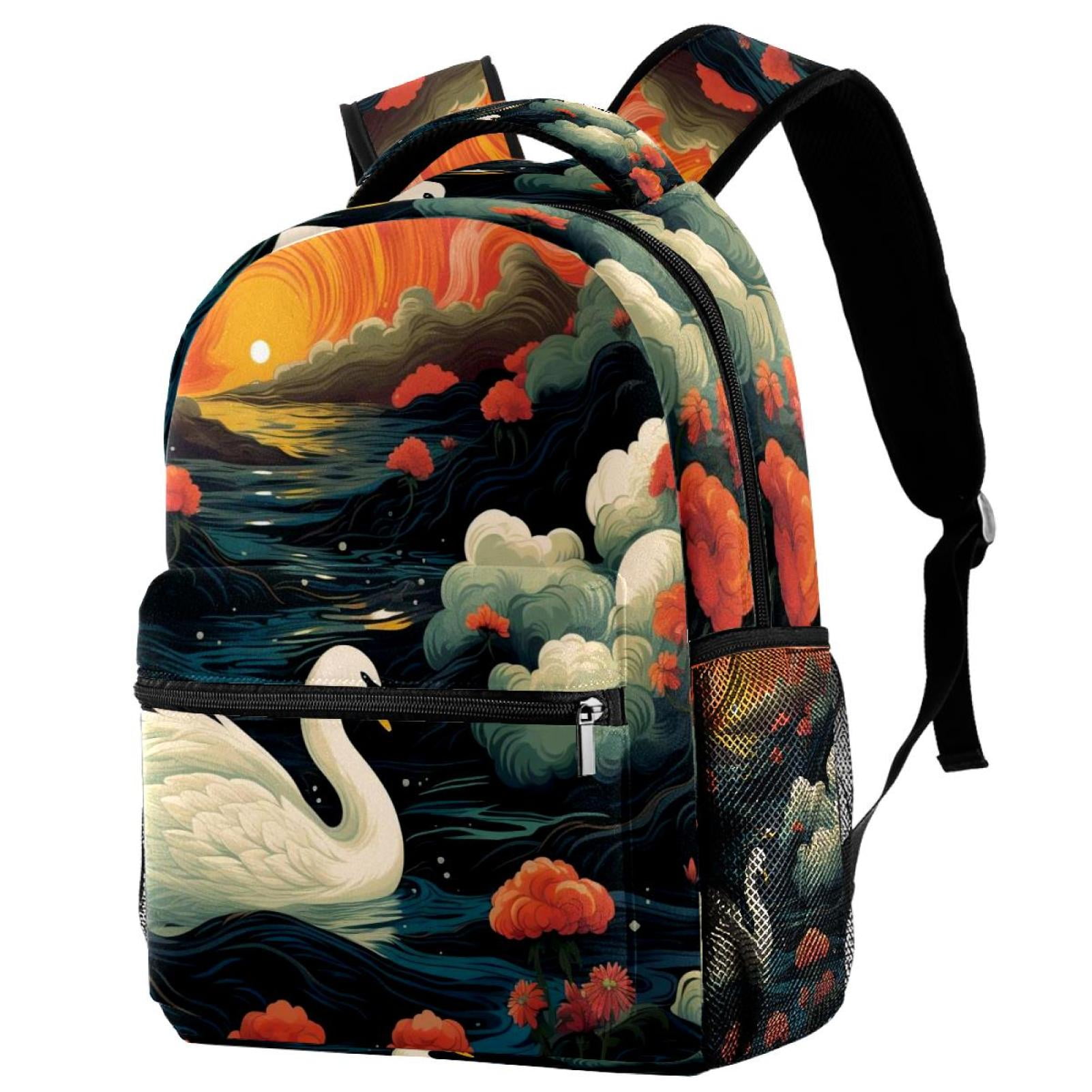 Travel Backpack Teenage Adult Cartoon Swan Pattern Backpacks Travel ...