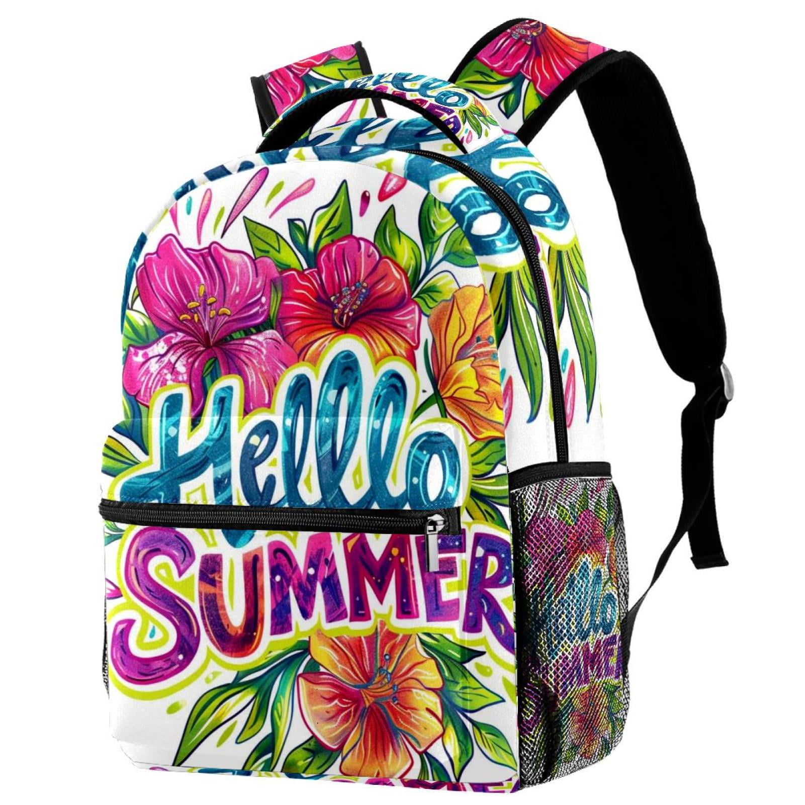 Travel Backpack Teenage Adult Colored Hello Summer Letter Backpacks ...