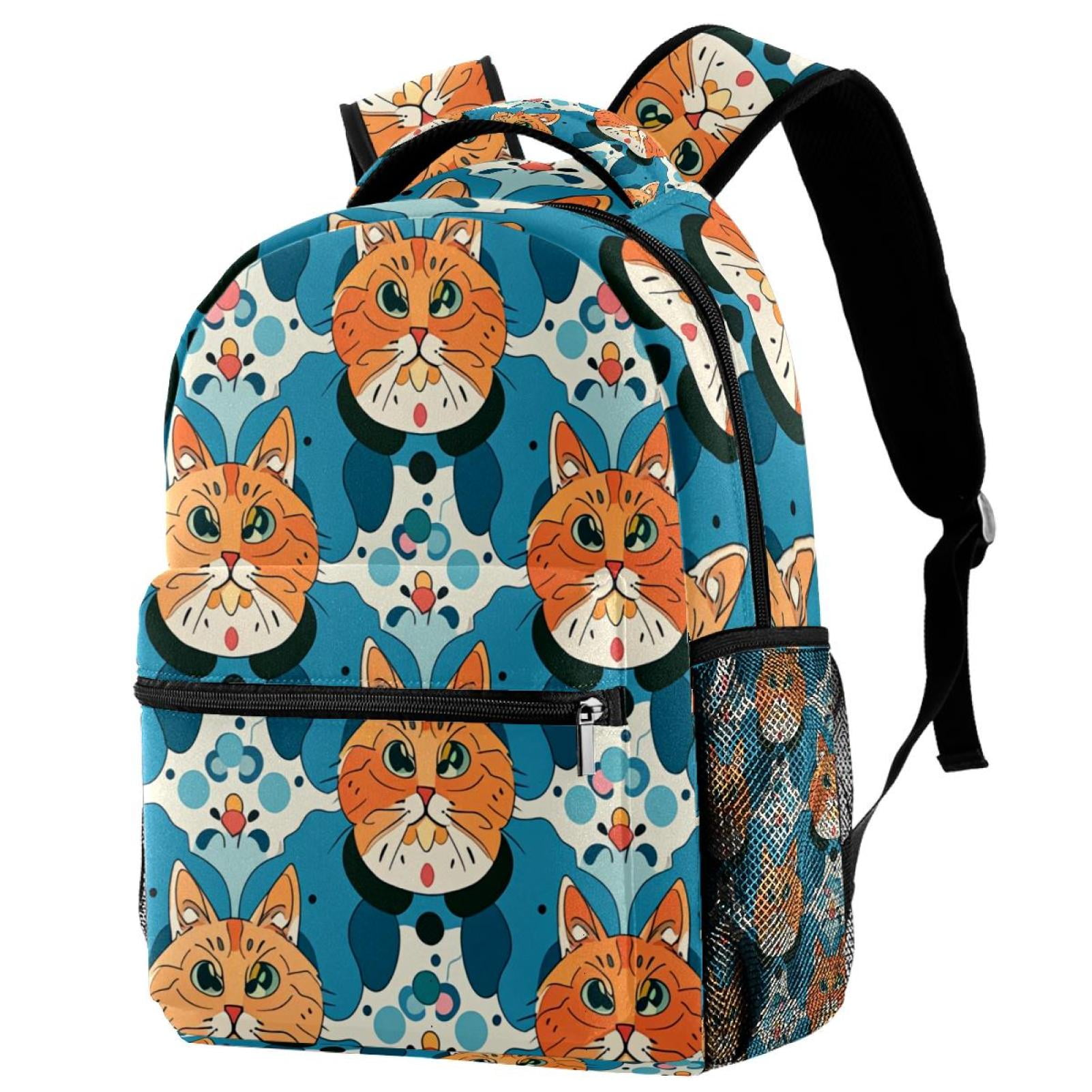 Travel Backpack Teenage Adult Cute Cats Heads Pattern Backpacks Travel ...