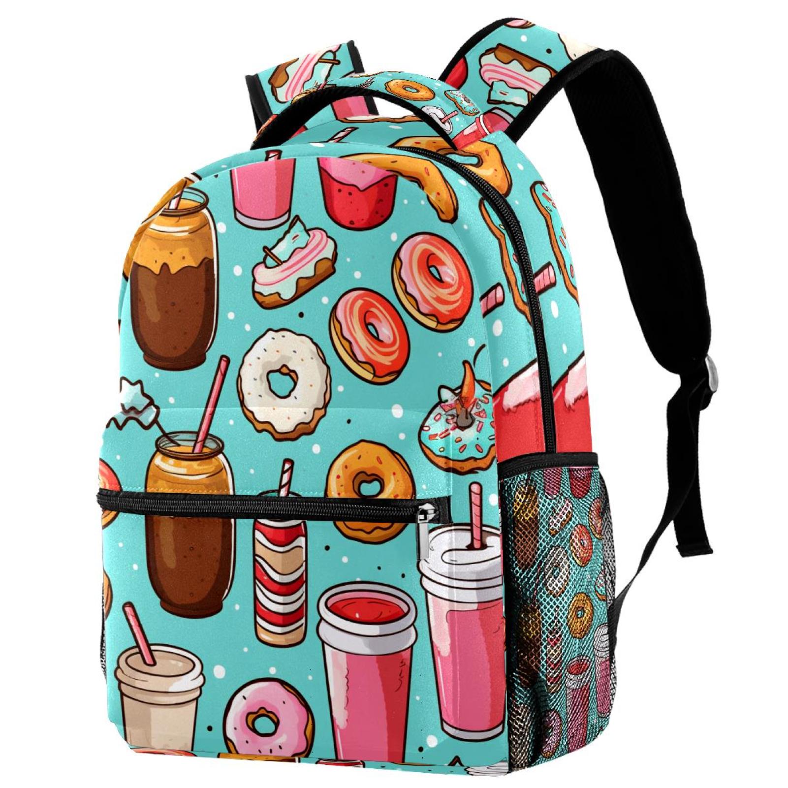 Travel Backpack Teenage Adult Donut Drink Cartoon Cute Backpacks Travel ...
