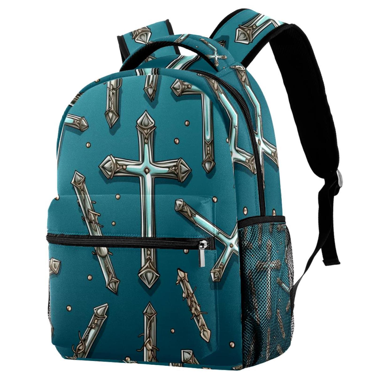 Travel Backpack Teenage Adult Easter Cross Cute Blue Pattern Backpacks ...