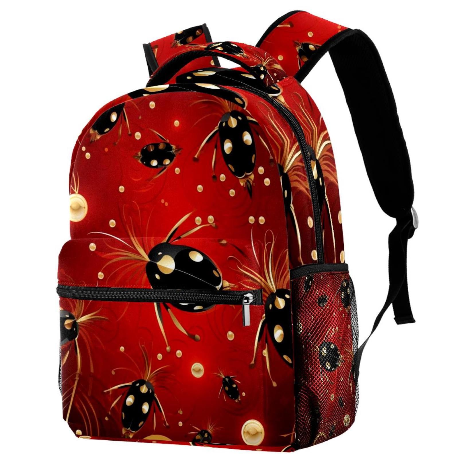 Travel Backpack Teenage Adult Ladybird Red Background Backpacks Travel ...