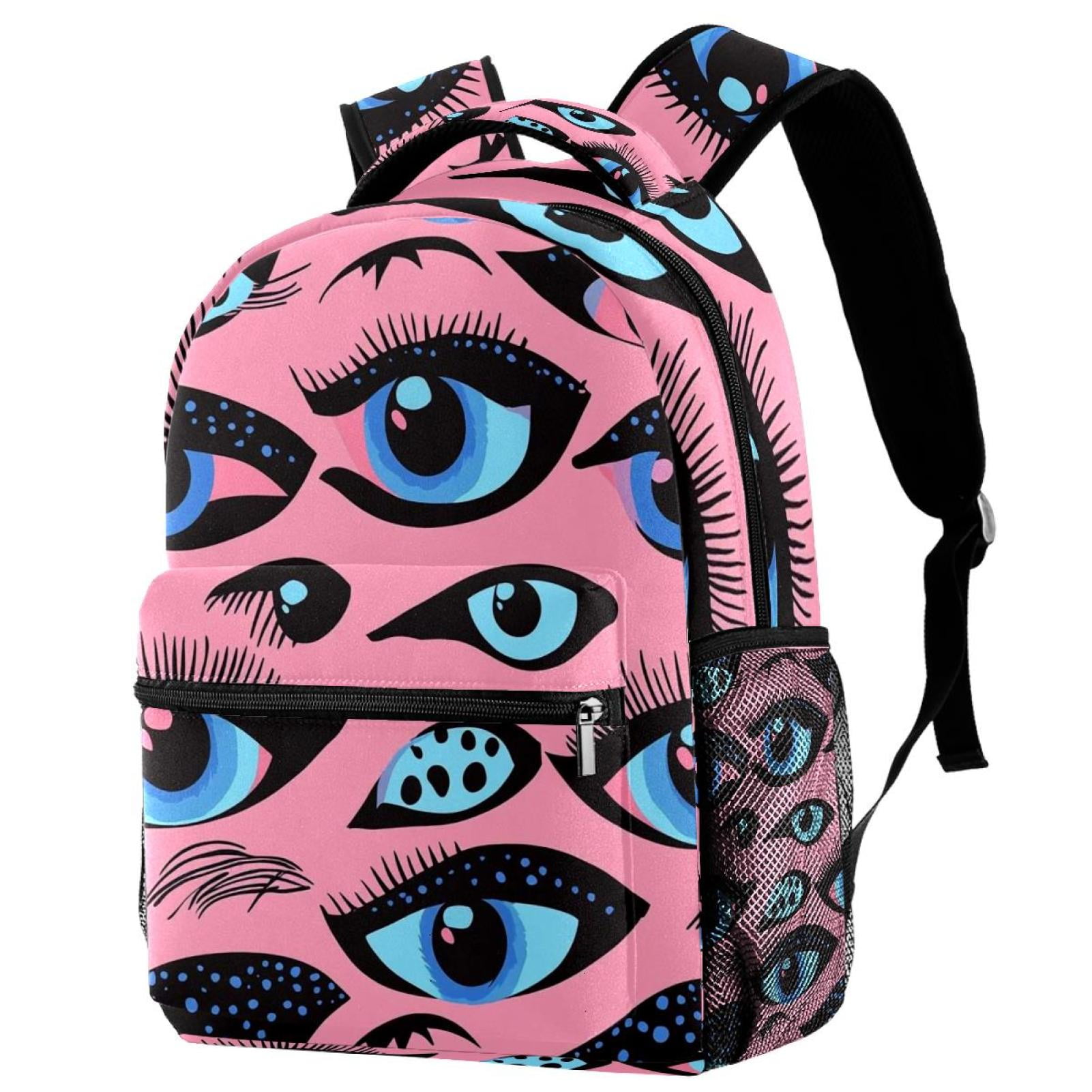 Travel Backpack Teenage Adult Pink Eyes Pattern Backpacks Travel School ...