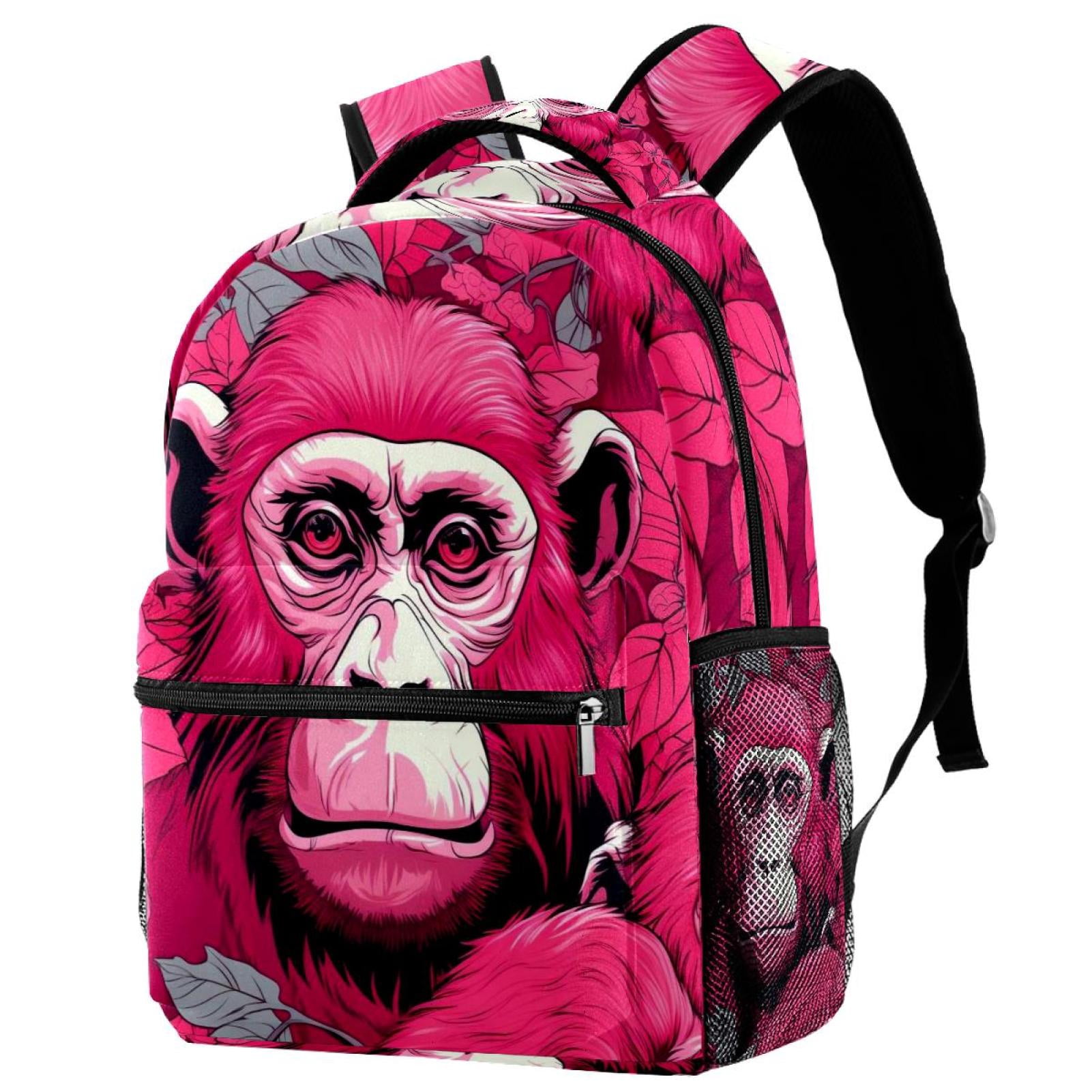 Travel Backpack Teenage Adult Pink Monkey Orangutan Backpacks Travel ...