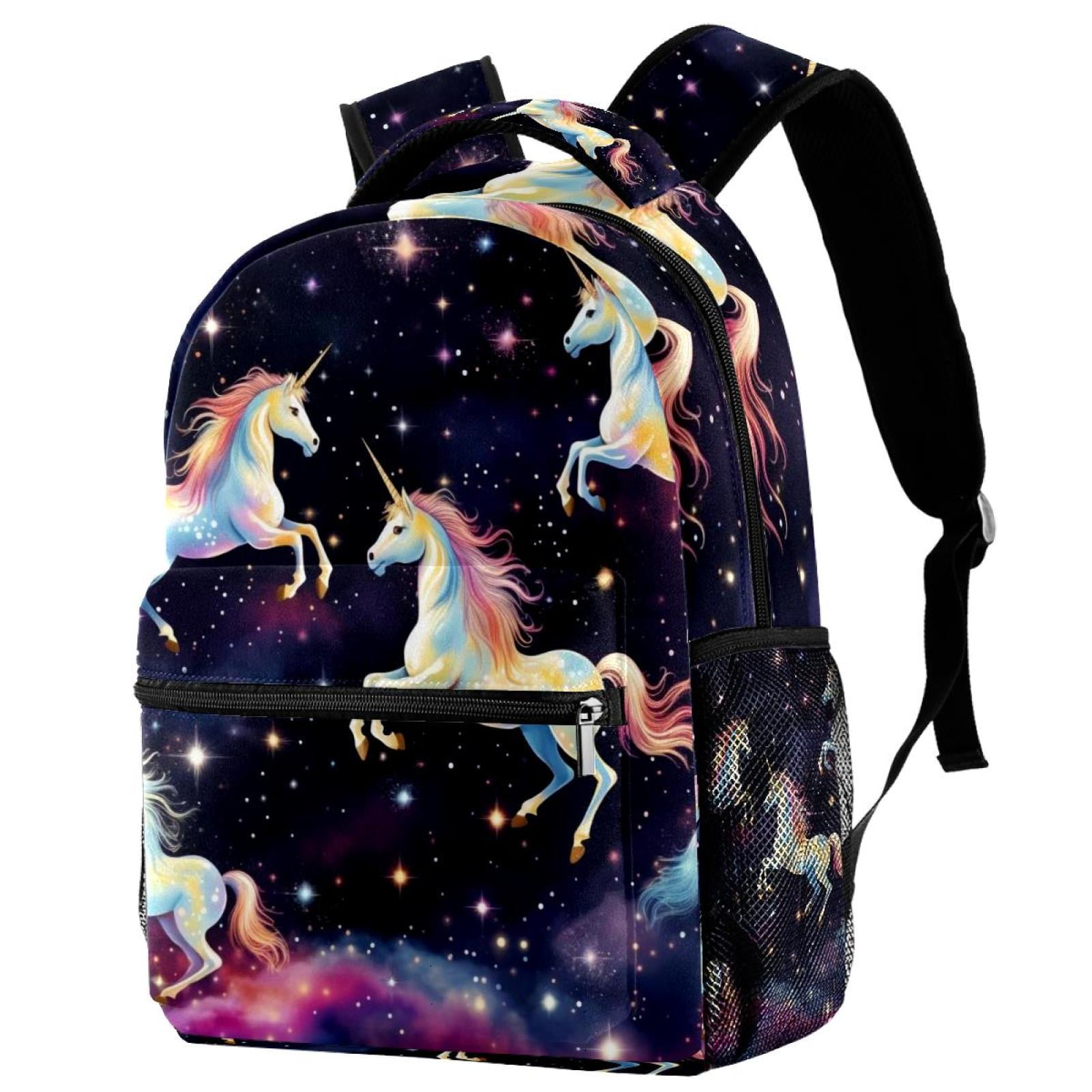 Travel Backpack Teenage Adult Pretty Starry Sky Unicorn Backpacks ...