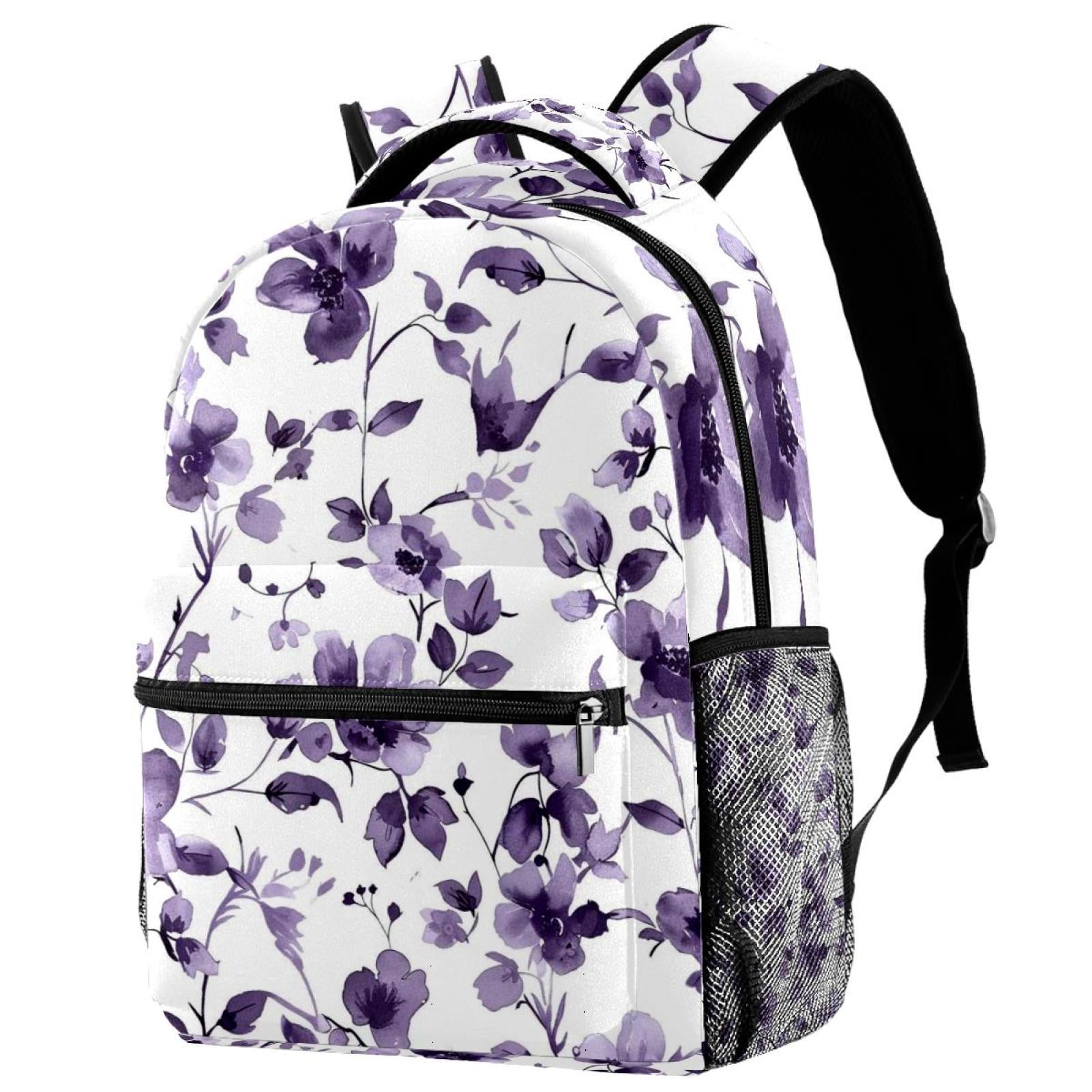 Travel Backpack Teenage Adult Purple Floral Cute Backpacks Travel ...