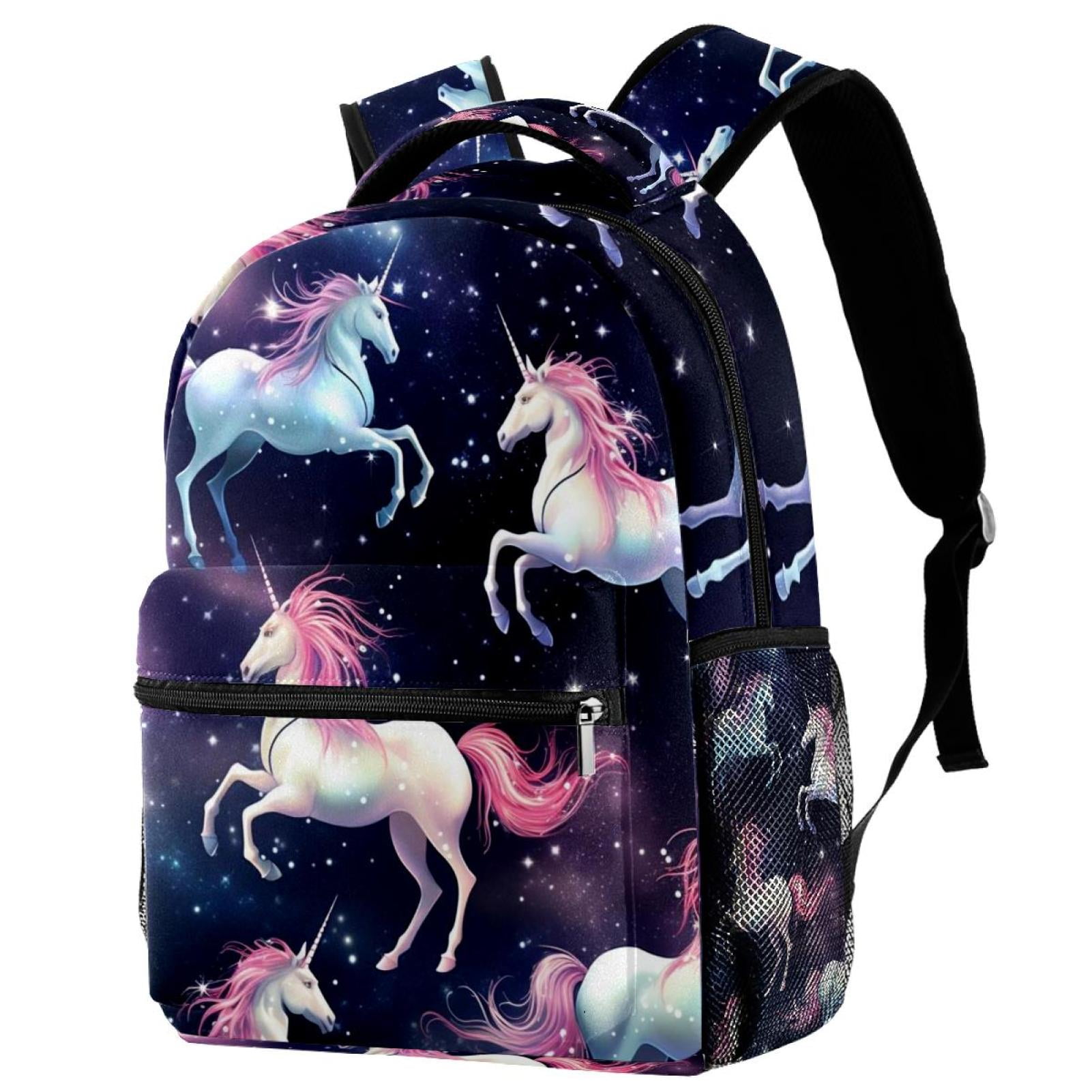 Travel Backpack Teenage Adult Starry Sky Unicorn Run Backpacks Travel ...