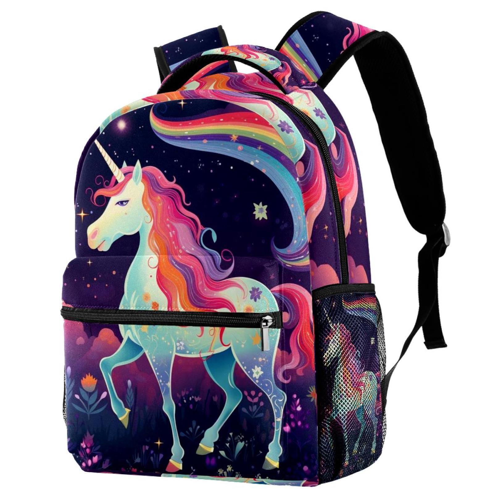 Travel Backpack Teenage Adult Unicorn Starry Sky Rainbow Backpacks ...