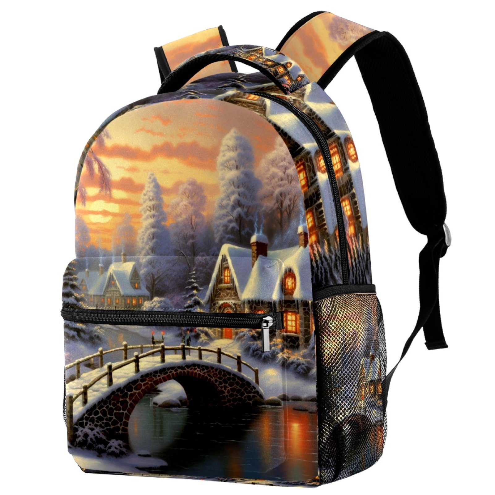 Travel Backpacks for Women Mens Backpack Winter House Bridge River ...