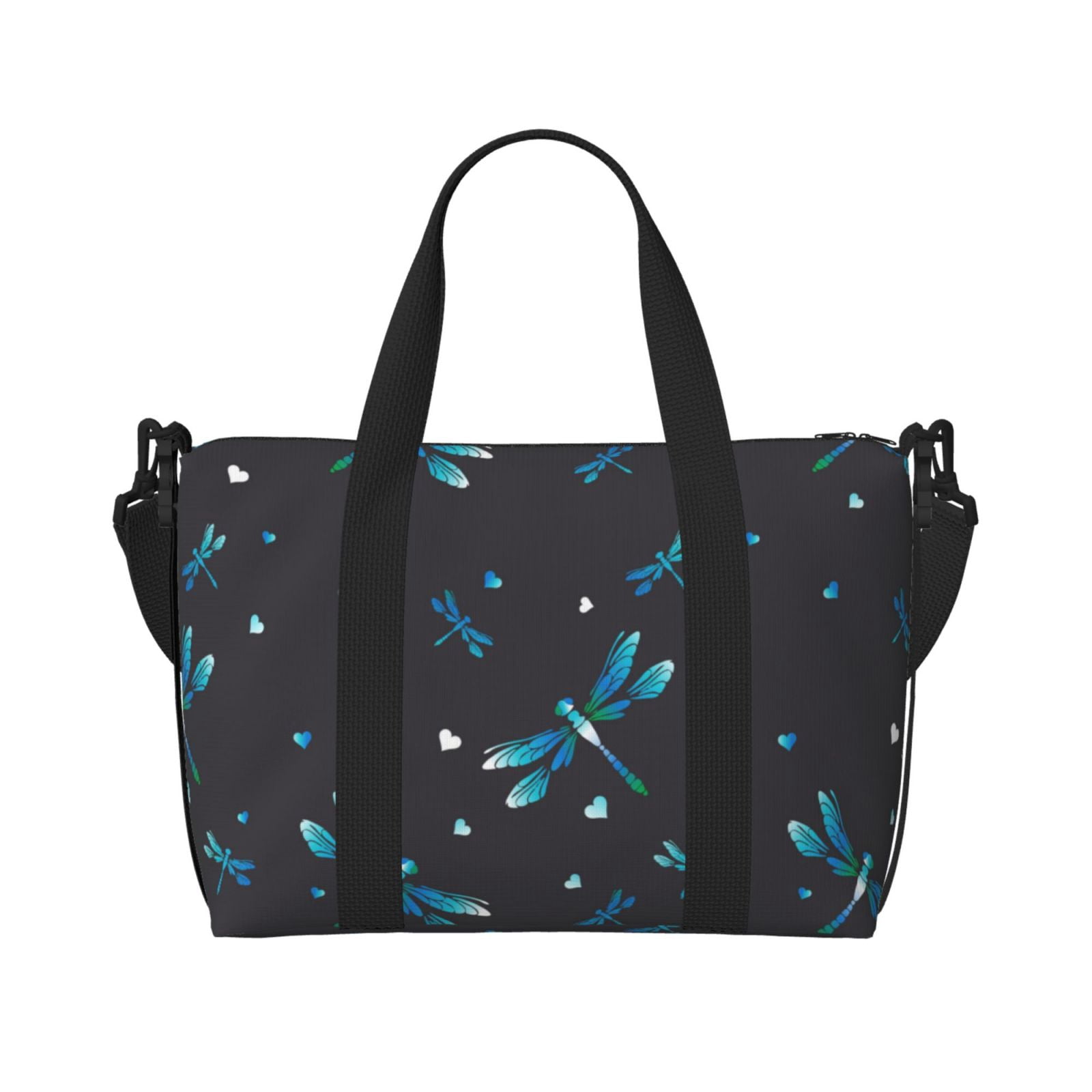 Travel Bag, Blue Heart Dragonfly Carry On Duffle Bags Overnight ...