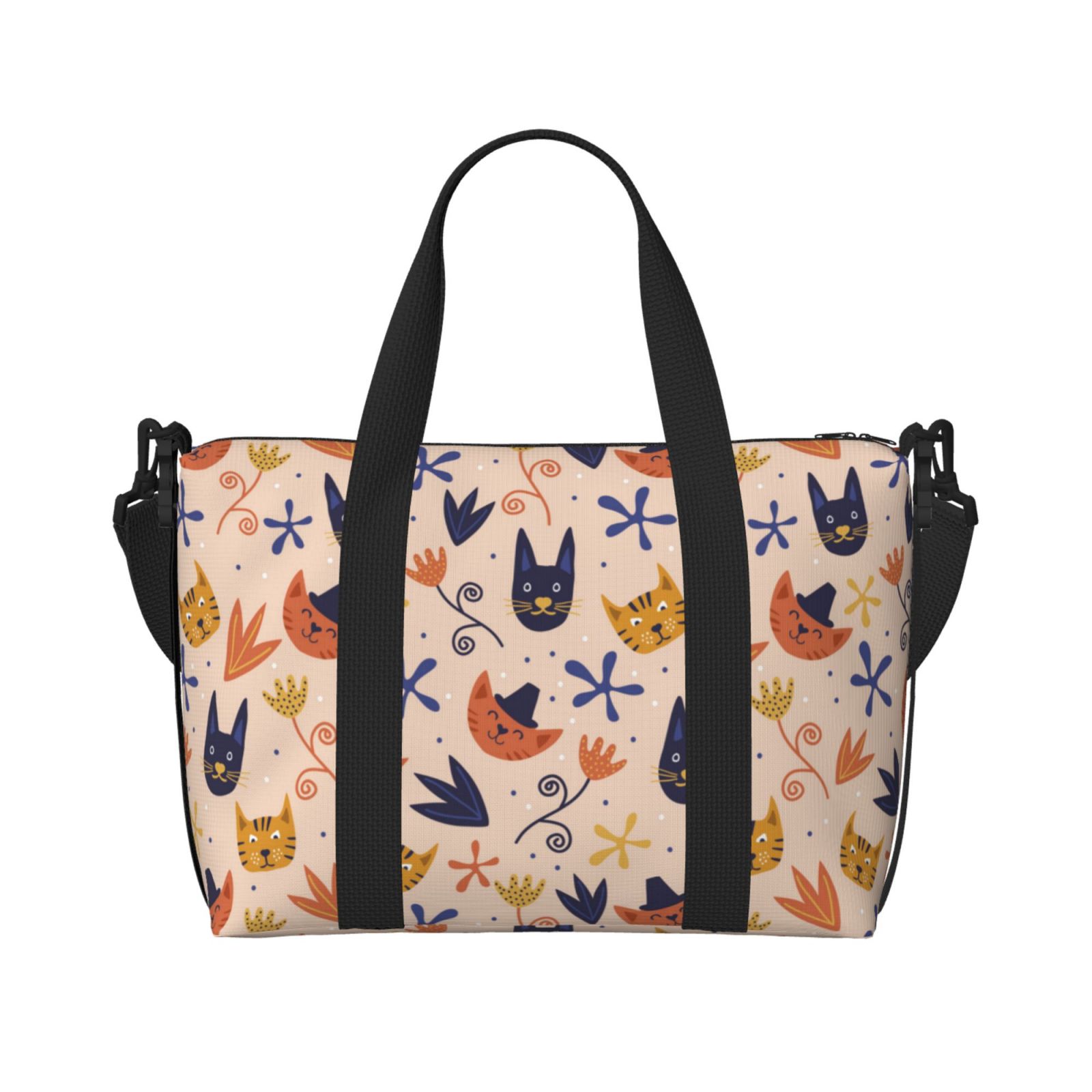 Travel Bag, Bohemian Cute Cartoon Cat Carry On Duffle Bags Overnight ...