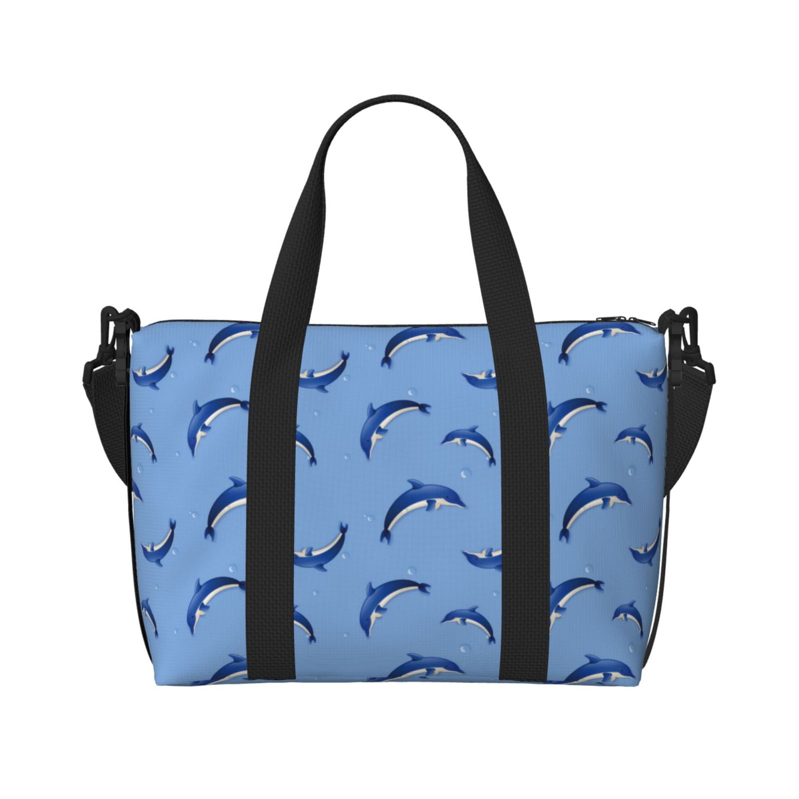 Travel Bag, Cartoon Cute Dolphin Blue Carry On Duffle Bags Overnight Weekender Bags for Women ...