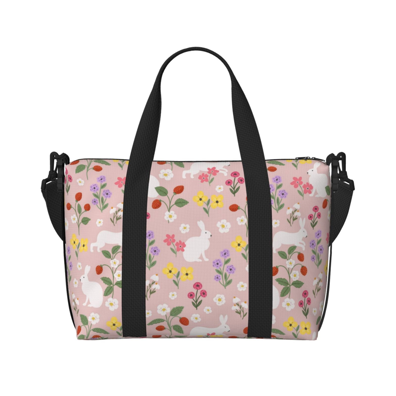 Travel Bag, Cartoon Cute Rabbit Flower_A Carry On Duffle Bags Overnight ...