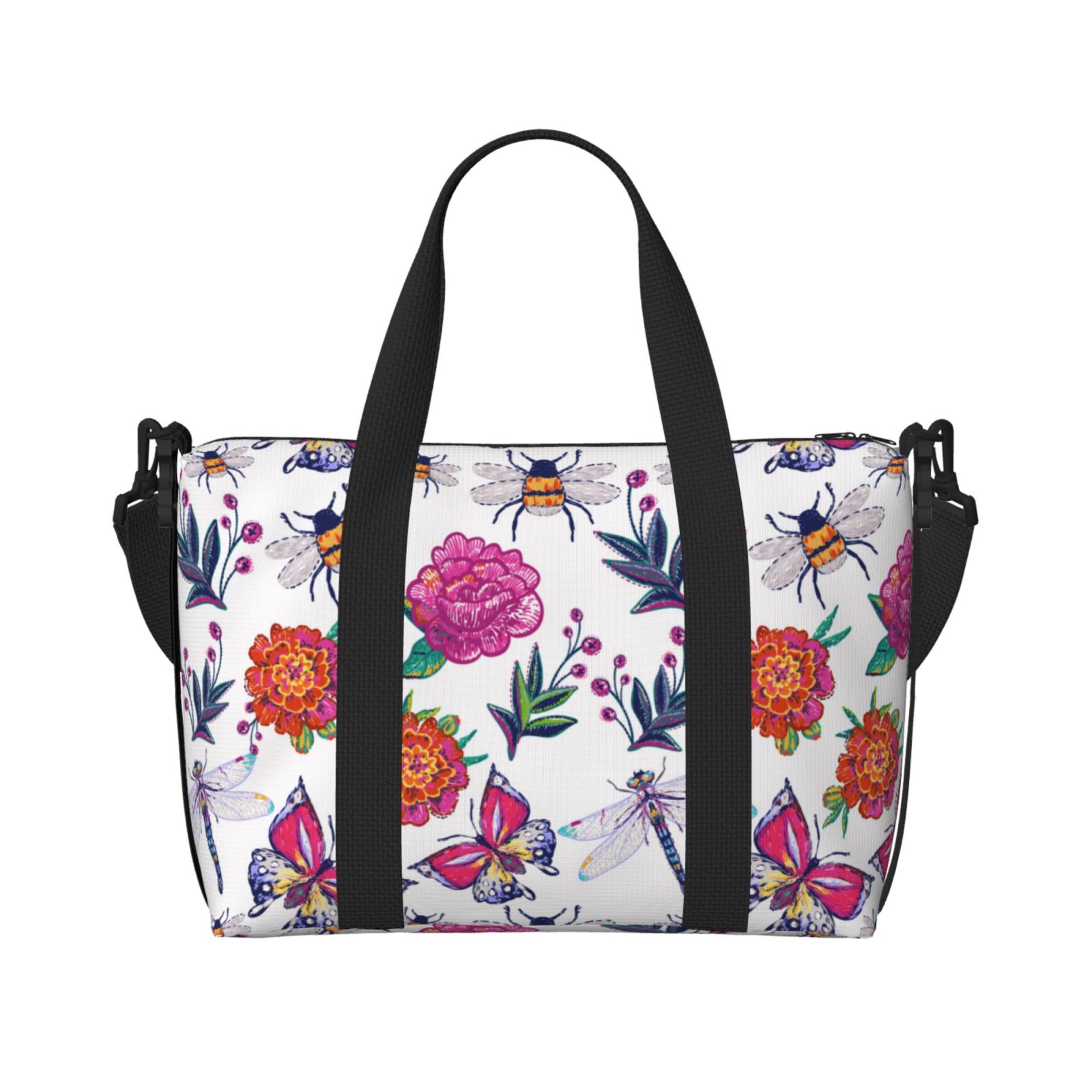 Travel Bag, Dragonfly Butterfly Carnation Carry On Duffle Bags ...