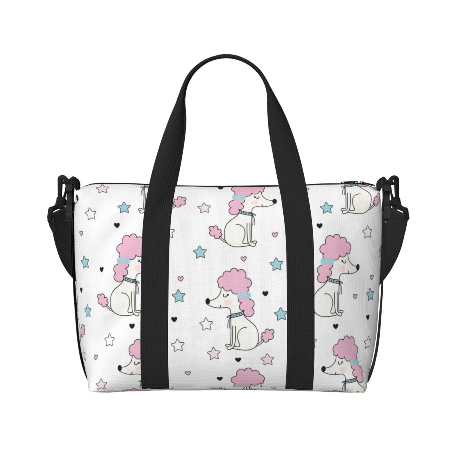 Travel Bag, Pink Cute Poodle Dog Stars Carry On Duffle Bags Overnight ...