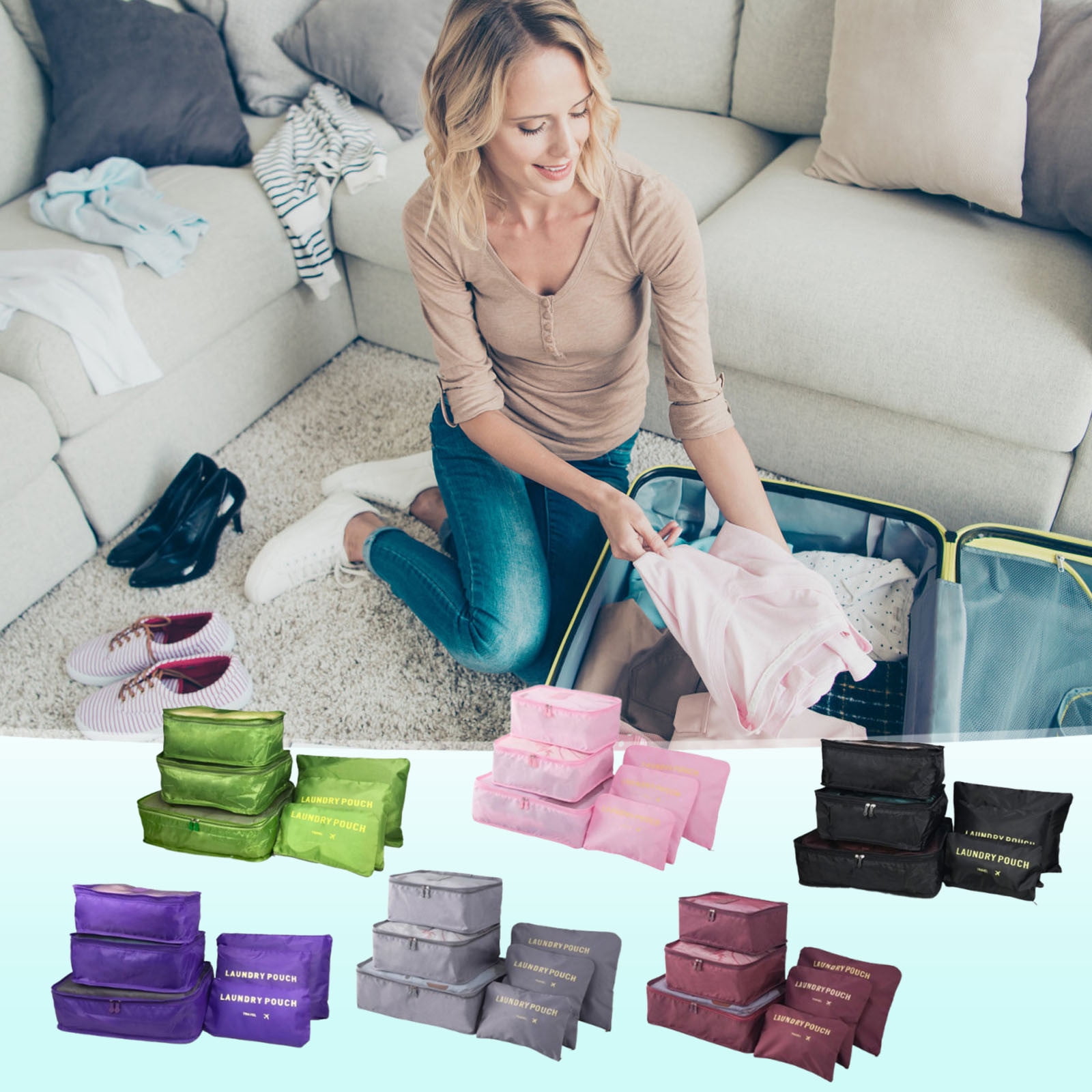 Travel Bag Set 6 Piece | Multifunctional Packing Organizers for Luggage ...